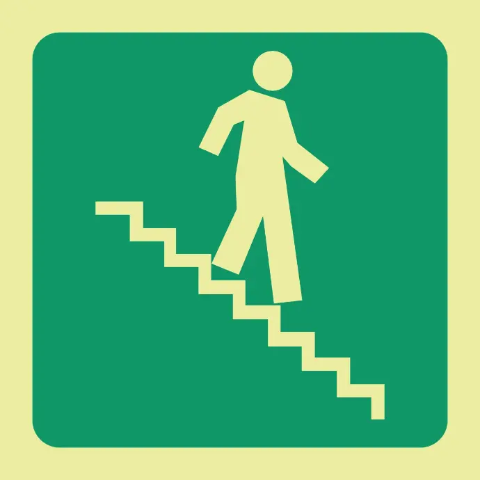 E9 - SABS Photoluminescent stairs down right safety sign | Safety Signs ... E9 - SABS Photoluminescent stairs down right safety sign | Safety Signs ...